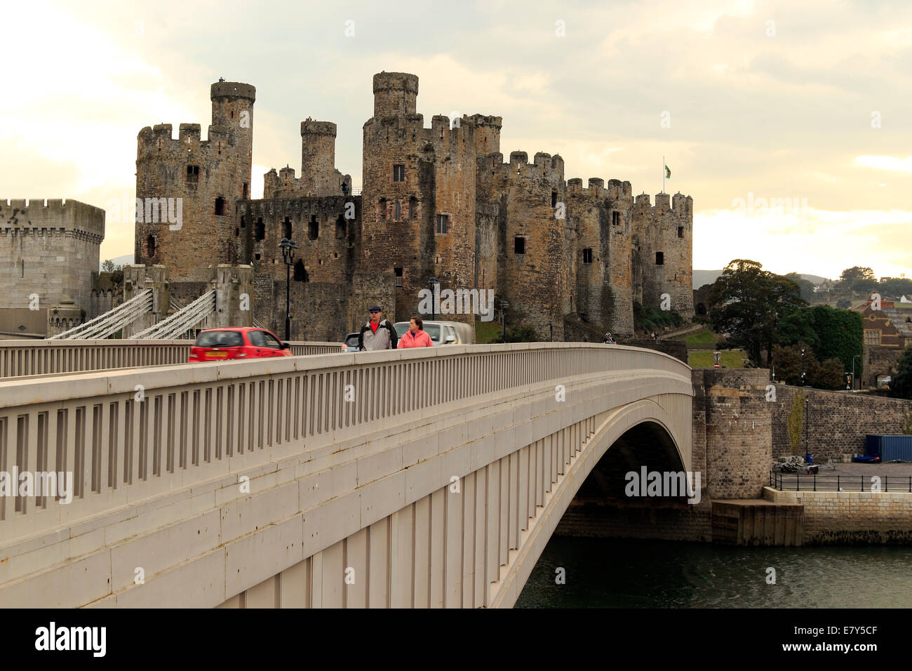 Conwy castle telford suspension bridge north wales uk conwy hi-res ...