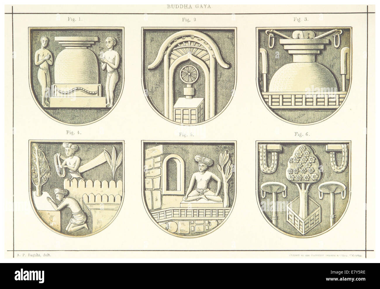 An 1878 illustration and map of Bodhgaya, one of the most sacred sites ...