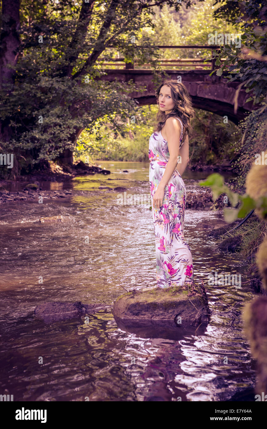 portrait of a young woman in a river Stock Photo - Alamy