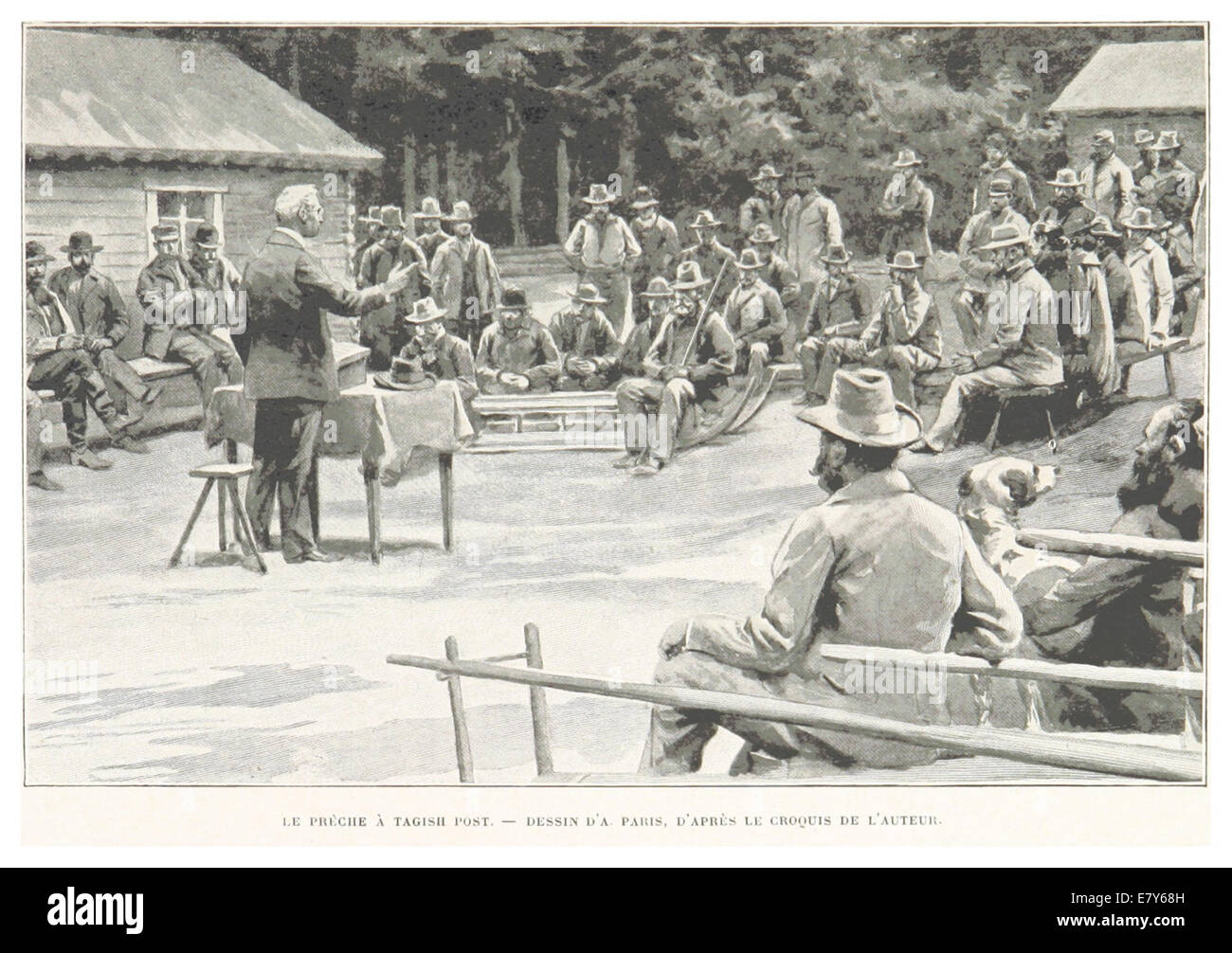 An illustration from 1899 showing the Tagish Post area, drawn by A ...