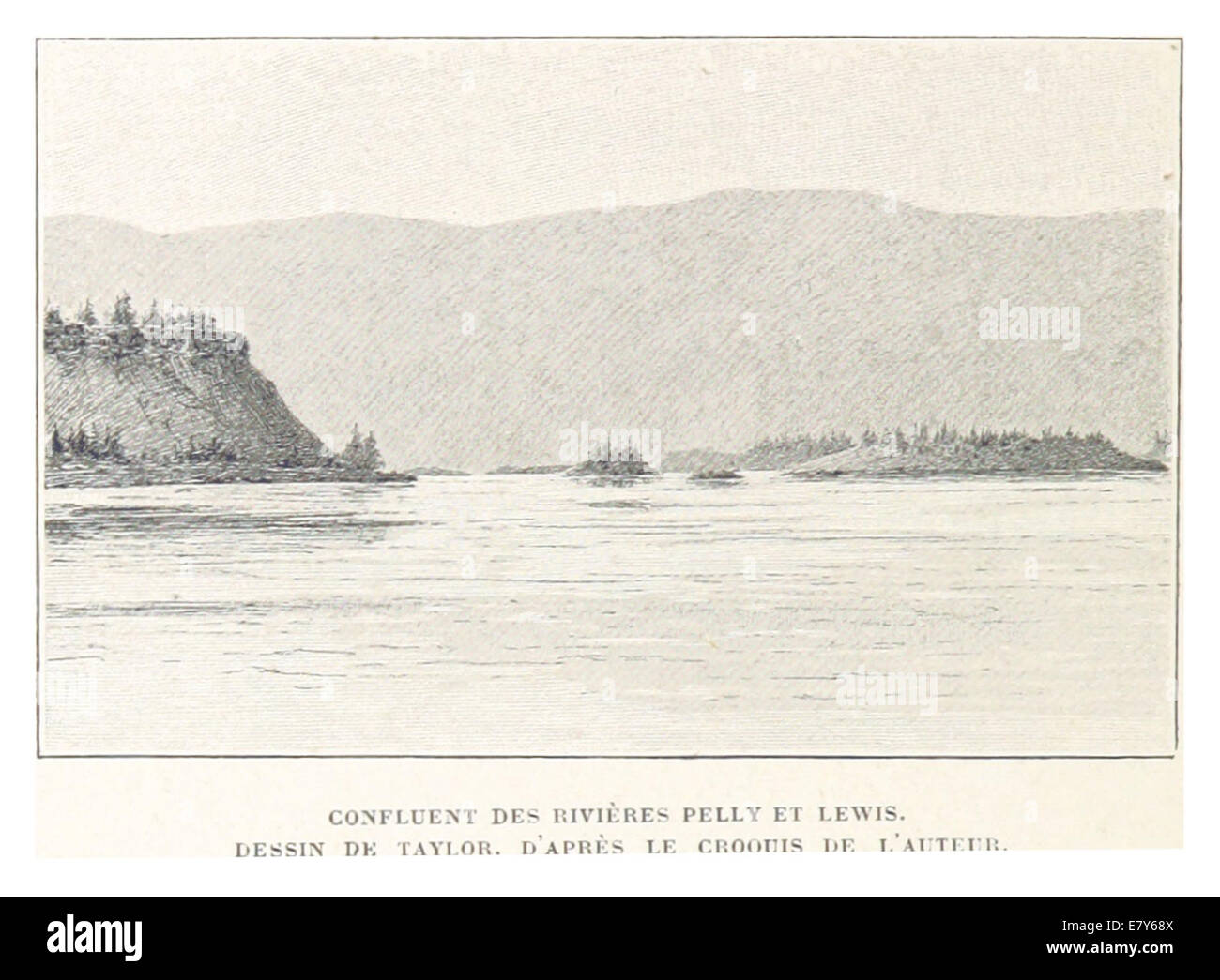 A 1899 illustration by Boillot showing the confluence of the Pelly and ...