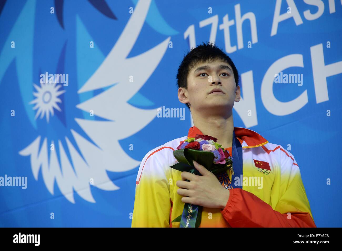Incheon, South Korea. 26th Sep, 2014. Sun Yang of China poses on the ...