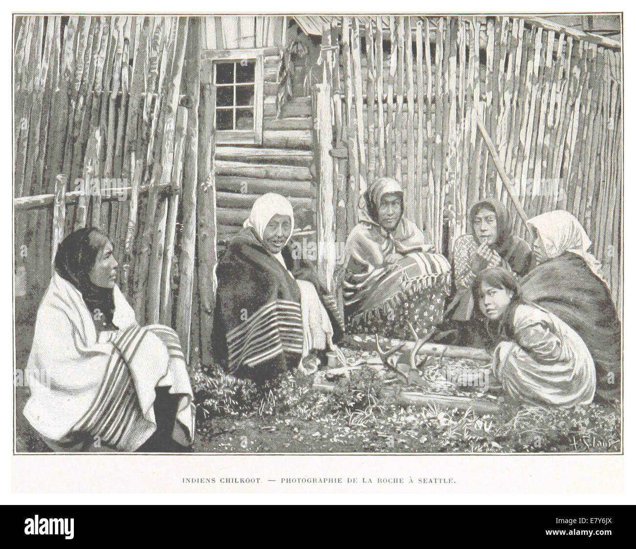 An 1899 sketch by Boillot depicting Chilkoot Indians, accompanied by a ...