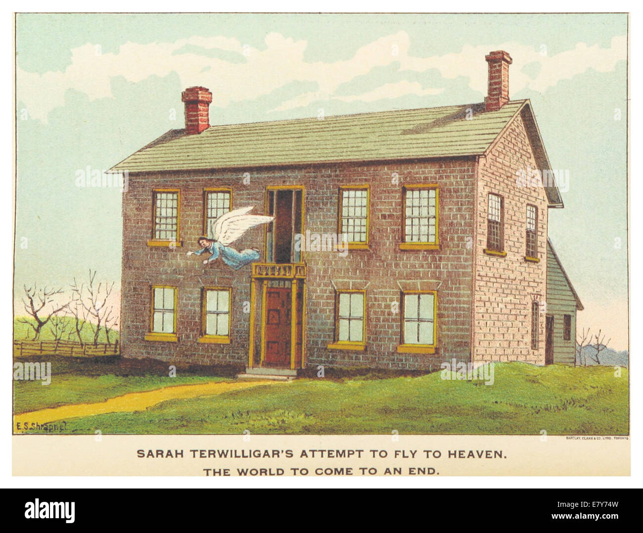 This 1898 illustration by Conant shows a Millerite's attempt to fly ...