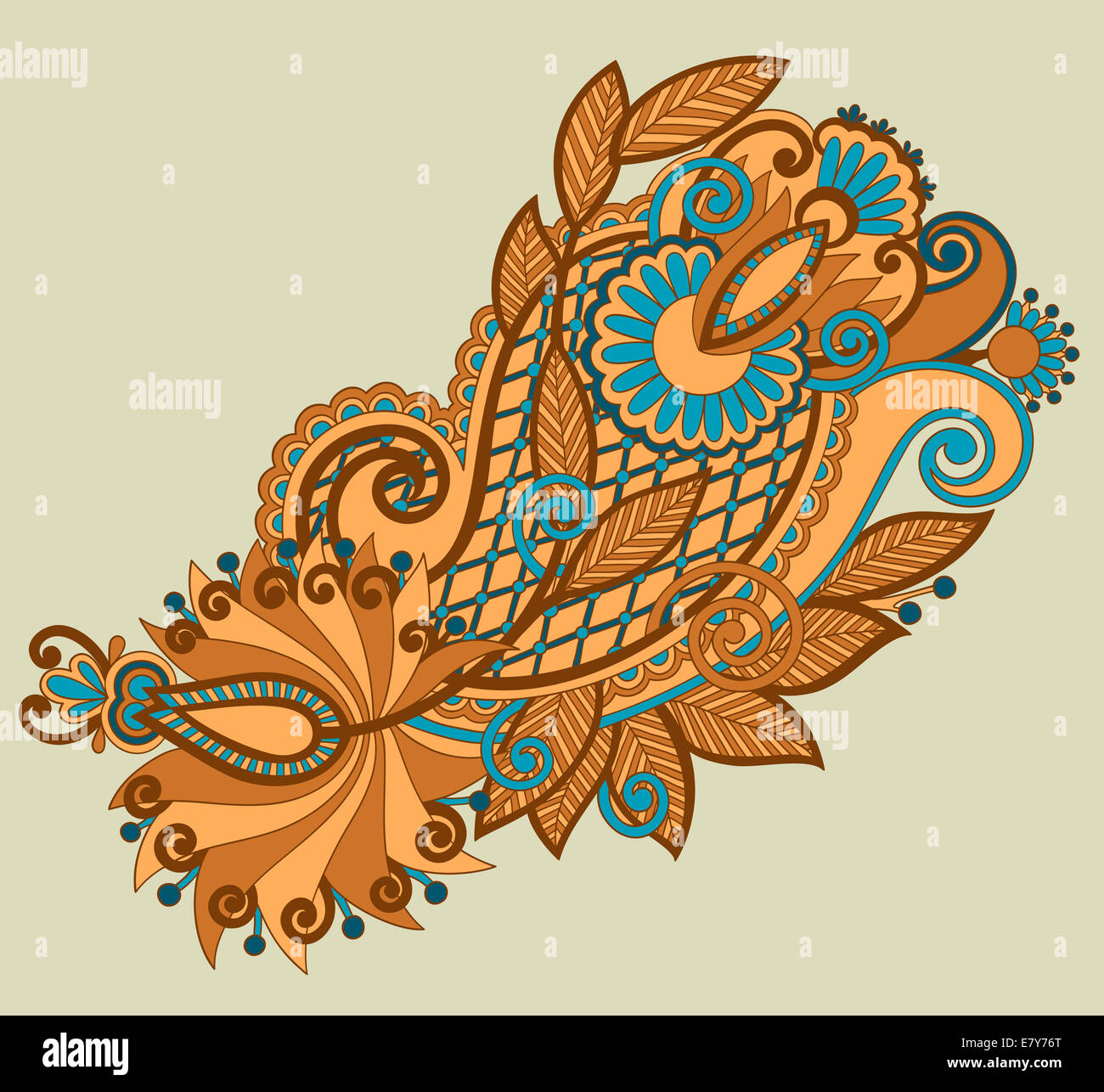 original hand draw line art ornate flower design Stock Photo - Alamy
