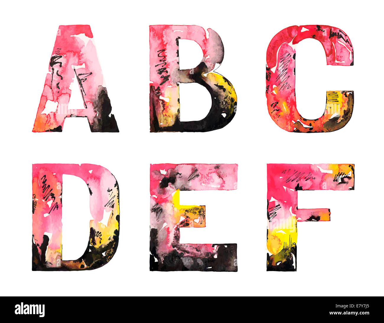 handmade watercolor alphabet design Stock Photo - Alamy