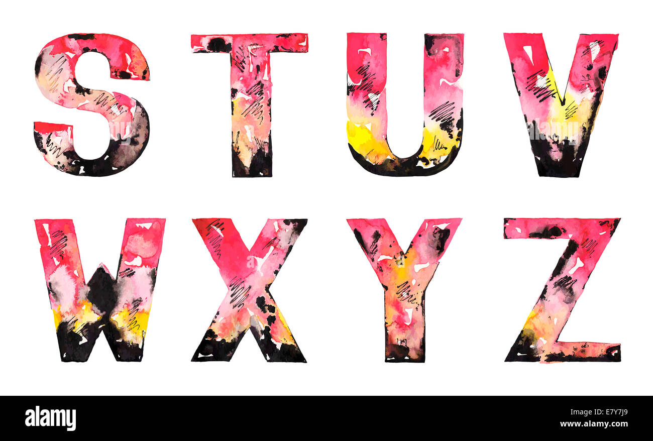 handmade watercolor alphabet design Stock Photo - Alamy