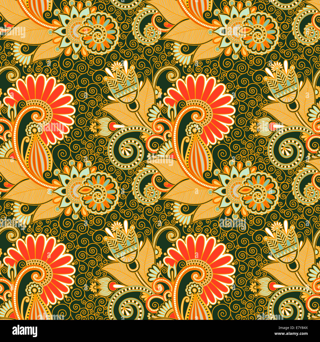 seamless flower paisley design background Stock Photo - Alamy