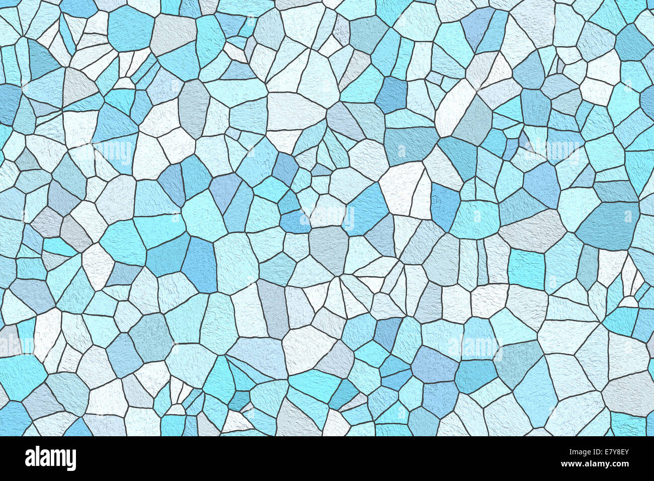 Raster illustration of a pastel blue crushed stained glass mosaic ...