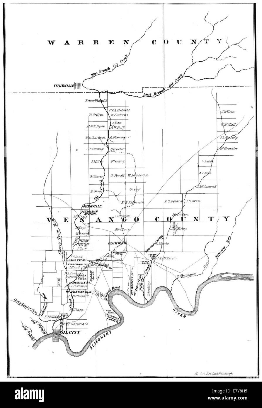 GILLELEN(1864) p109 Oil Creek, Allegheny River, Map 17 Stock Photo - Alamy