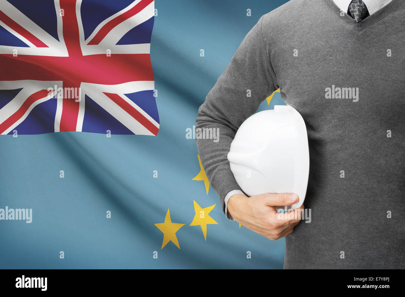 Architect with flag on background - Tuvalu Stock Photo - Alamy