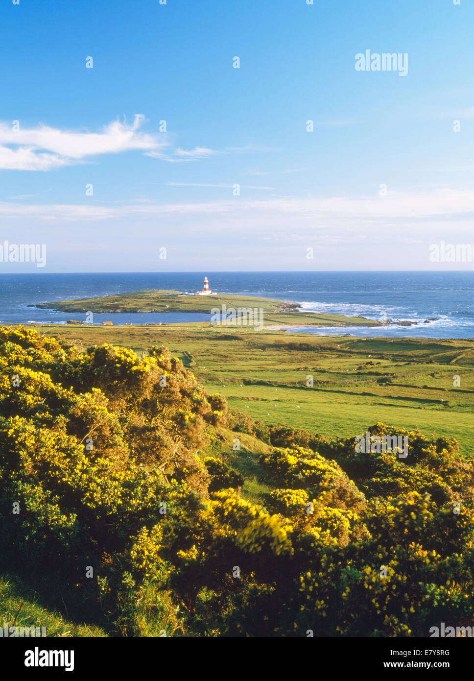 Looking southwards to Bardsey Island lighthouse from Bardsey Mountain ...