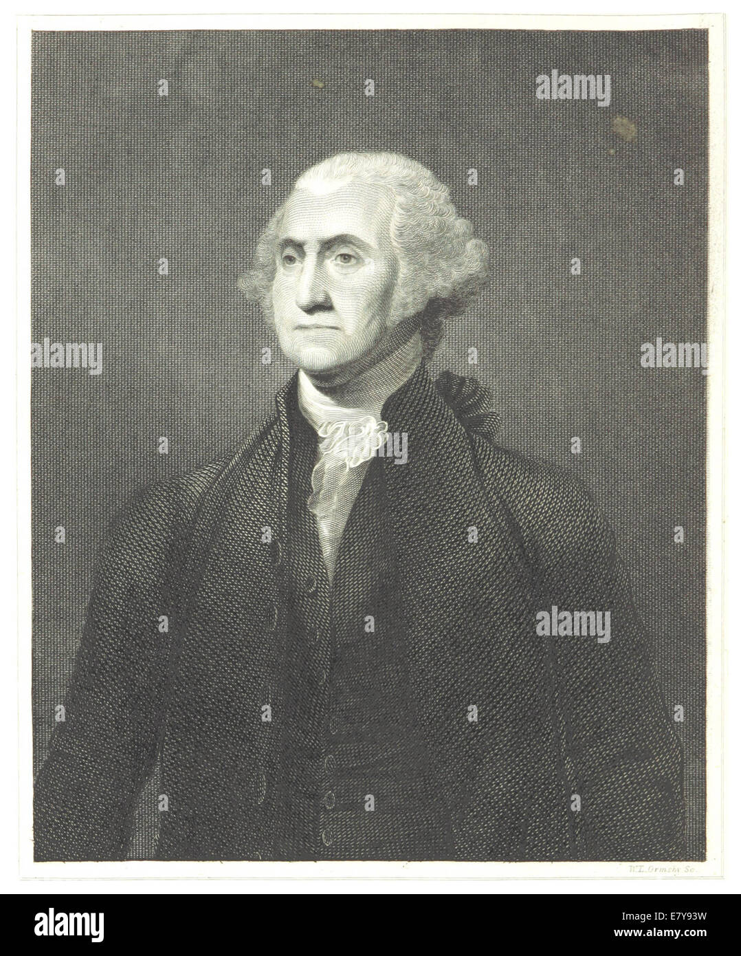 An illustration from 1834, offering a sketch of George Washington, a ...