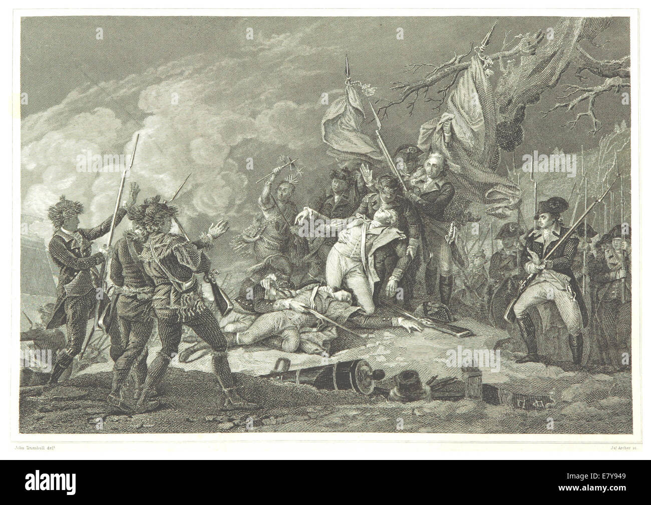 This 1834 illustration by Hinton depicts the death of General Richard ...