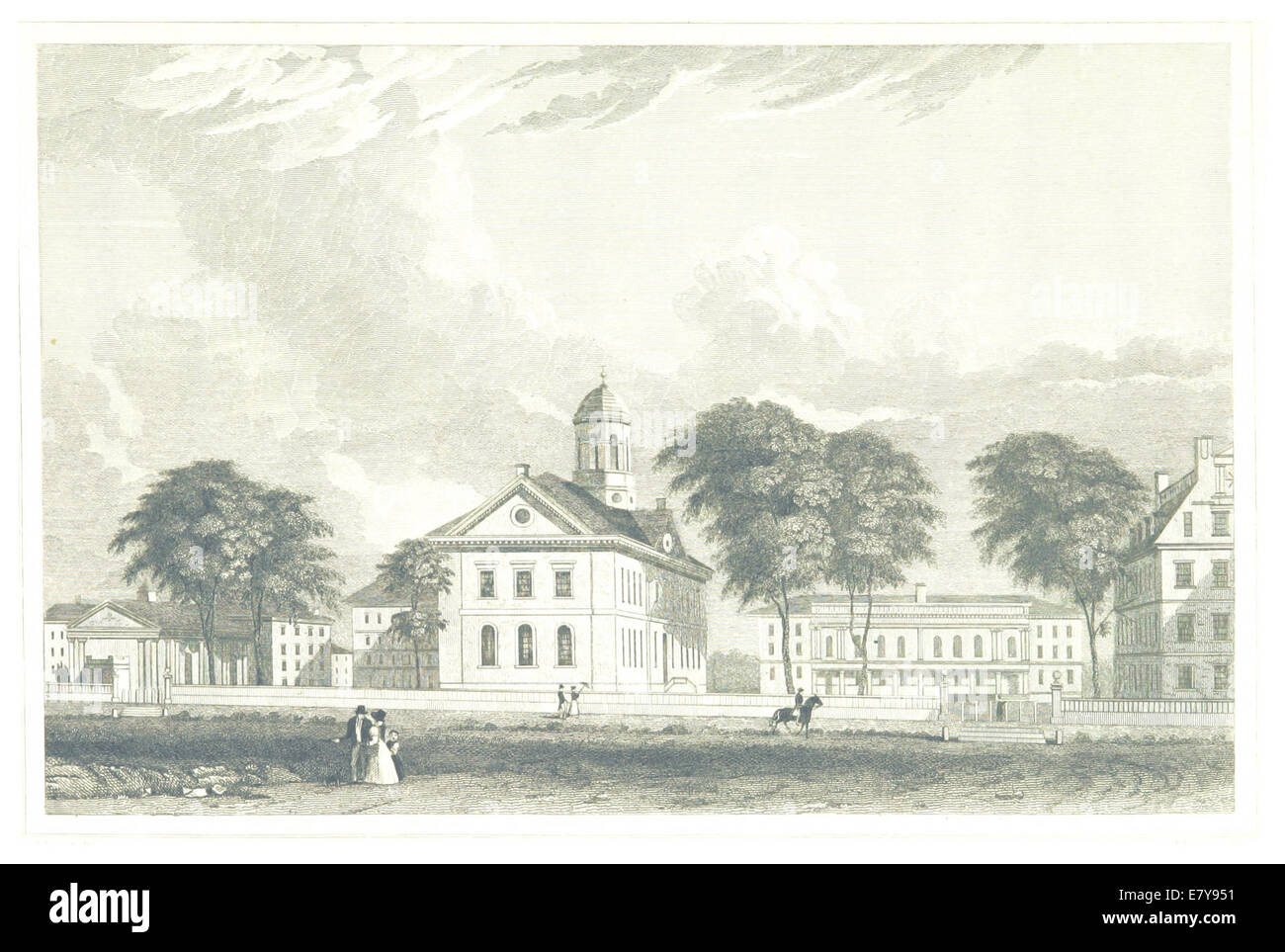 This 1834 illustration by Hinton depicts Harvard University in ...