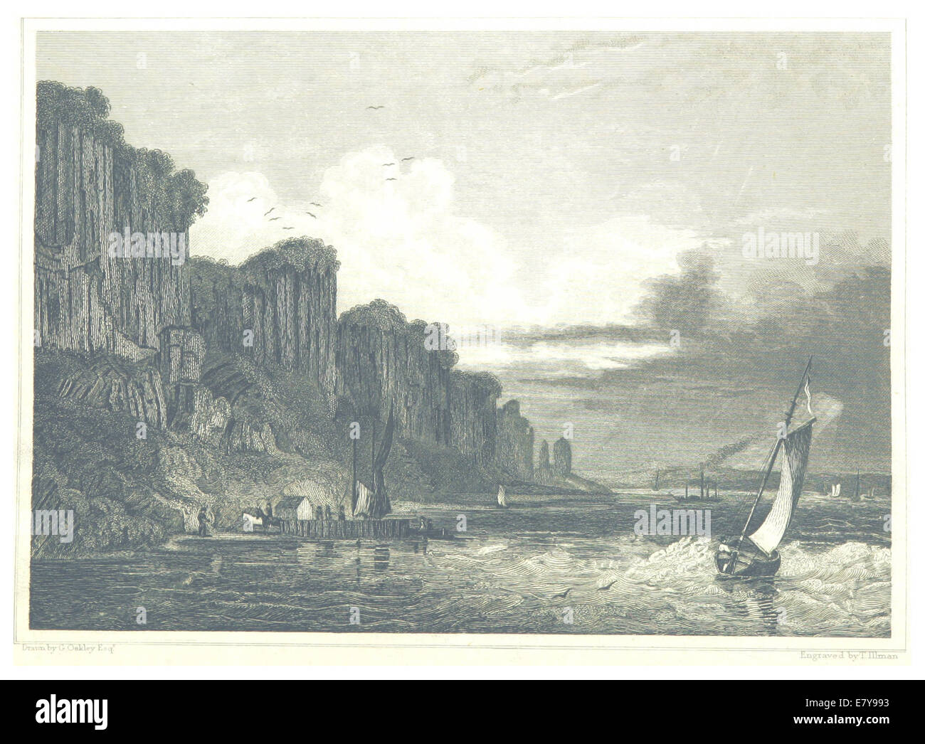 A 1834 illustration by Hinton of the Palisade rocks along the Hudson ...
