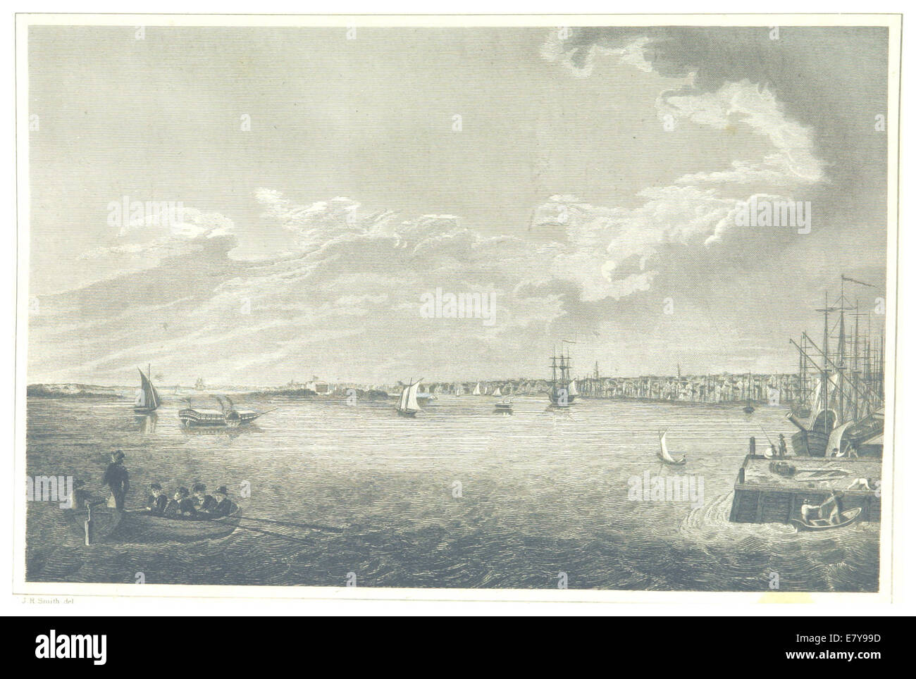 A 1834 illustration by Hinton depicting Philadelphia, showcasing the ...
