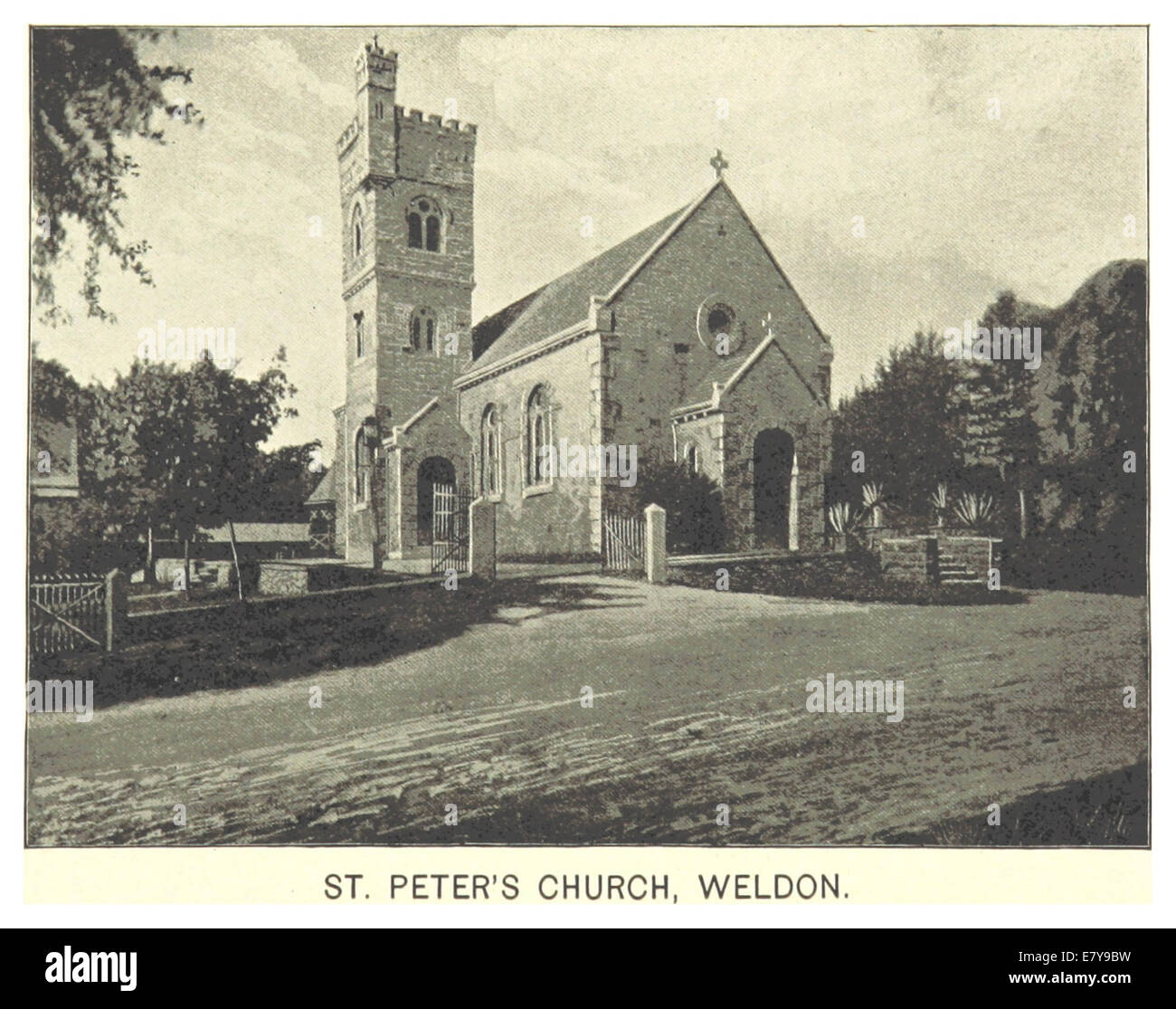 An 1892 illustration of St. Peter’s Church in Weldon, capturing the ...