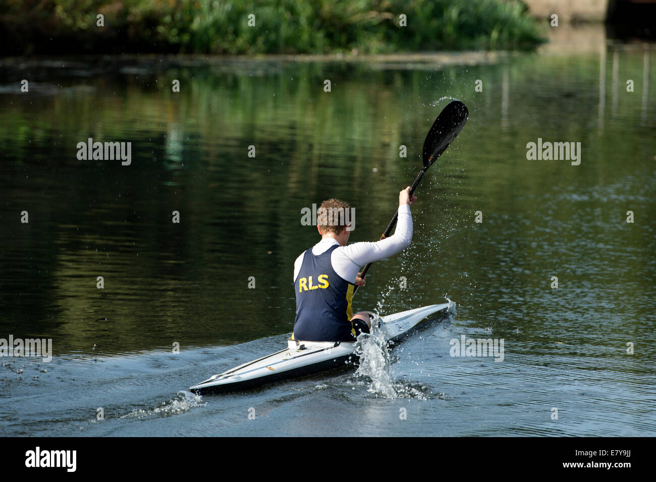 Canoeist on River Avon, Warwick, Warwickshire, England, UK Stock Photo ...