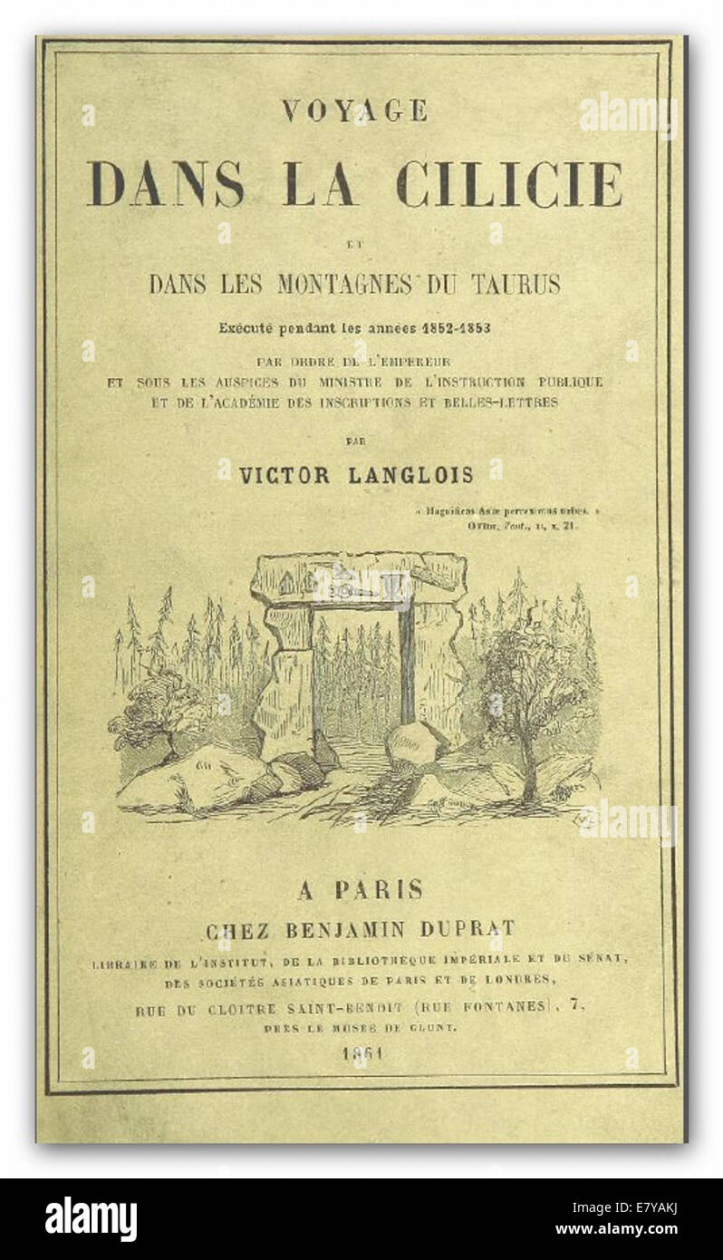 Langlois' 1861 work Voyage dans la Cilicie features a map and ...