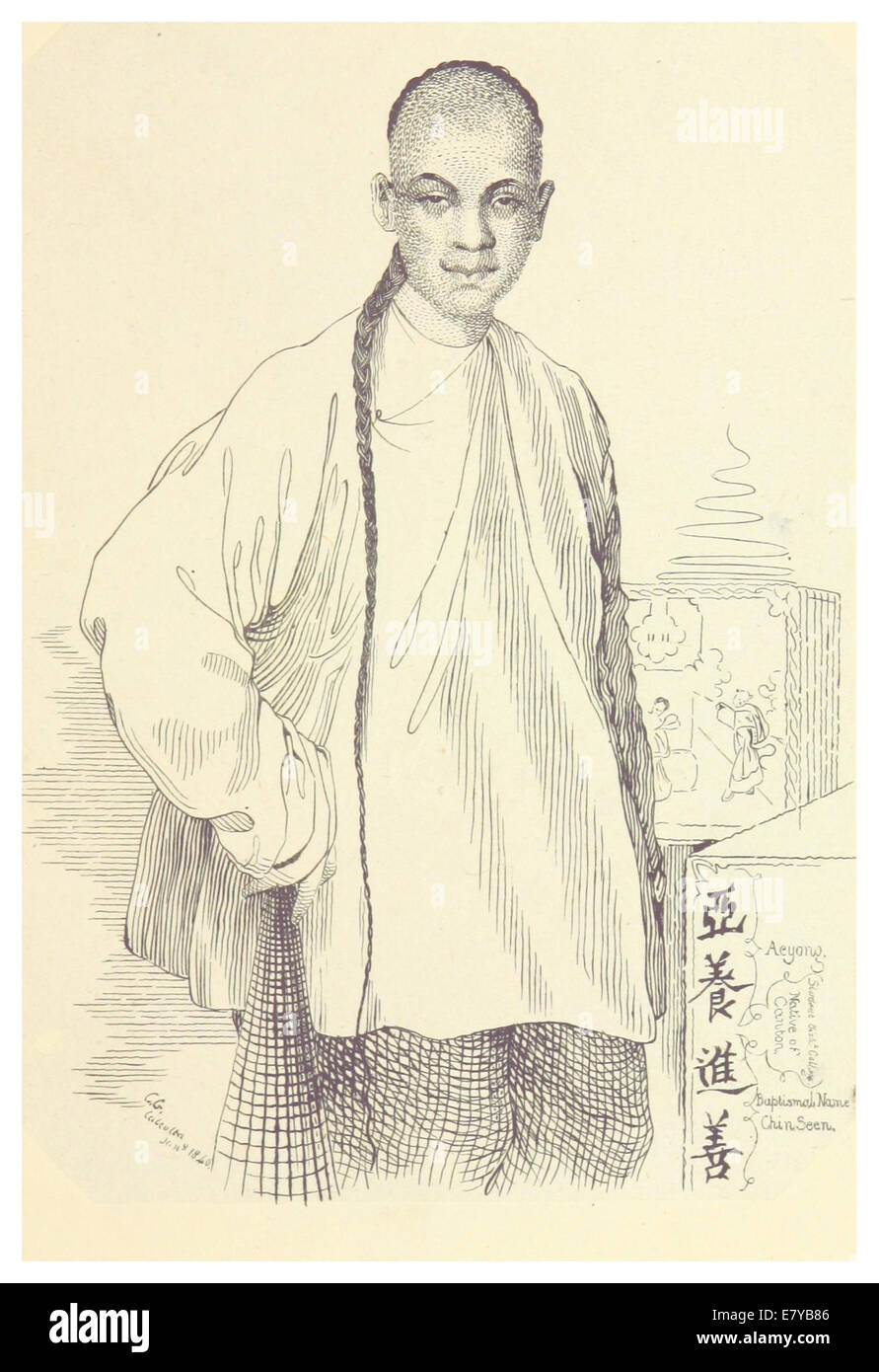 This 19th-century illustration from 'Oriental Heads' shows Chin Seen ...