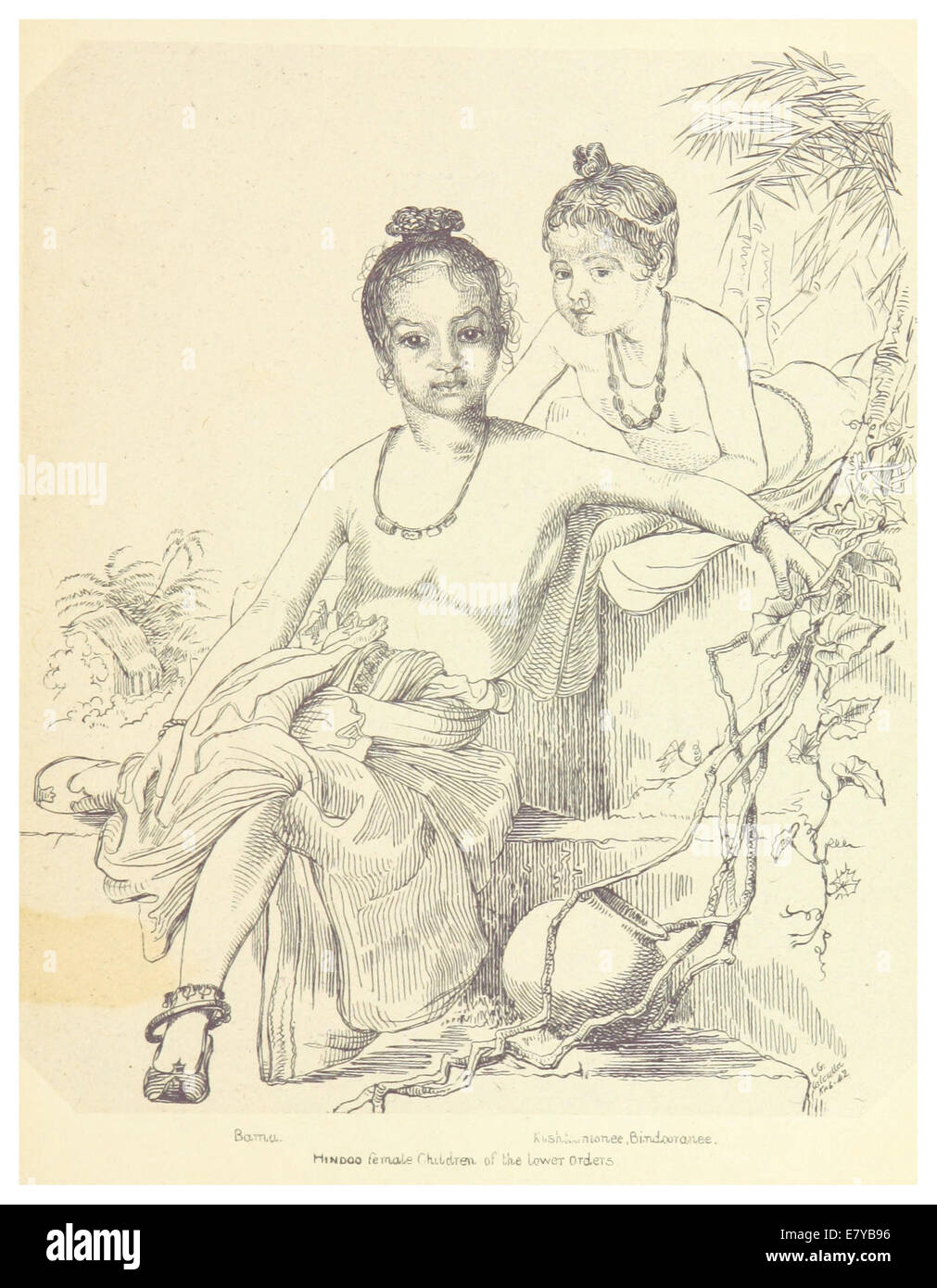 An illustration depicting young Hindu girls from lower social classes ...