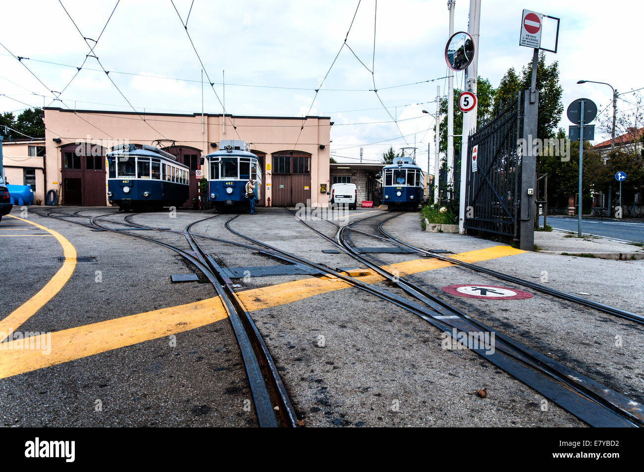 Tram terminus at Opicina. Trieste–Opicina tramway is an unusual hybrid ...