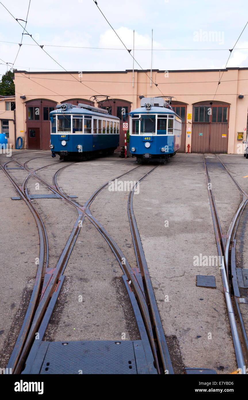 Tram terminus at Opicina. Trieste–Opicina tramway is an unusual hybrid ...