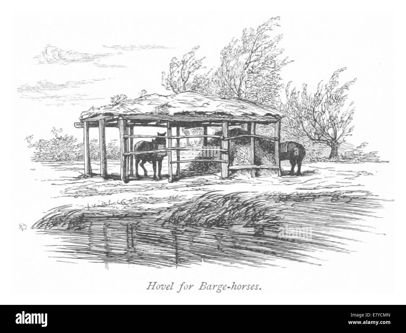 This 1875 illustration depicts a hovel for barg horses, offering a look ...