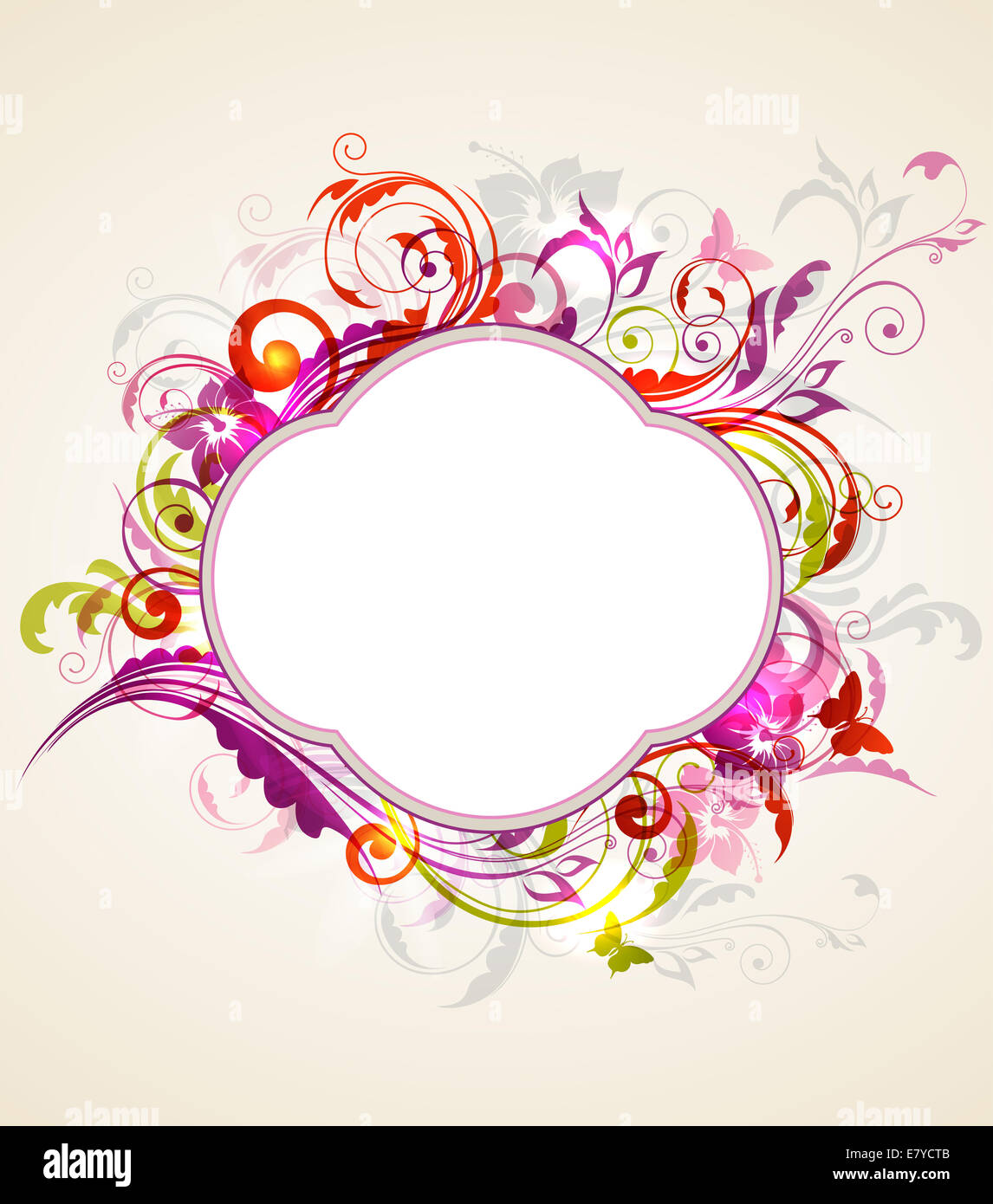 background with label and floral ornament Stock Photo - Alamy