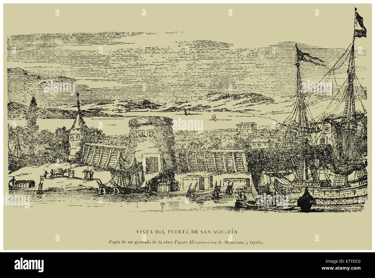 This 1893 illustration from Ruidiaz depicts the city of St. Augustine ...