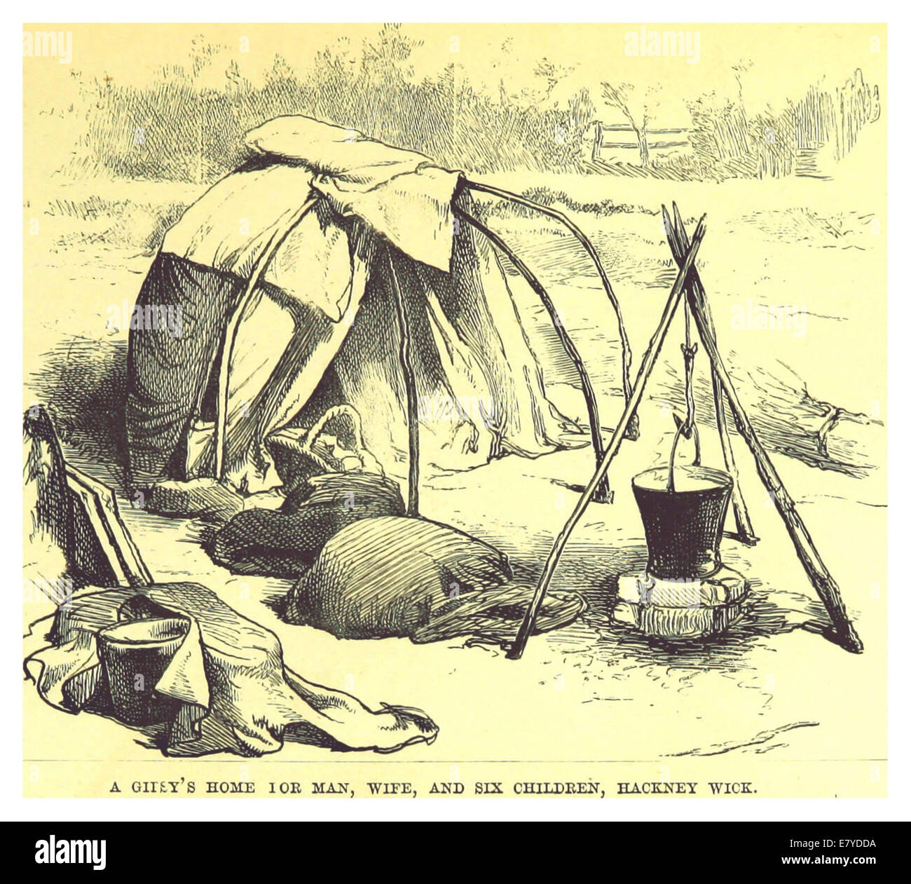 This 1880 illustration by Smith depicts a Gypsy's home, offering a ...