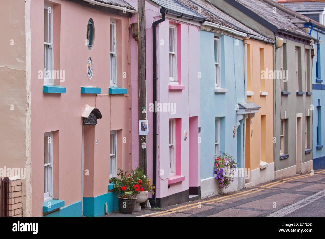 Brightly painted housing in the village of Appledore in North Devon UK ...