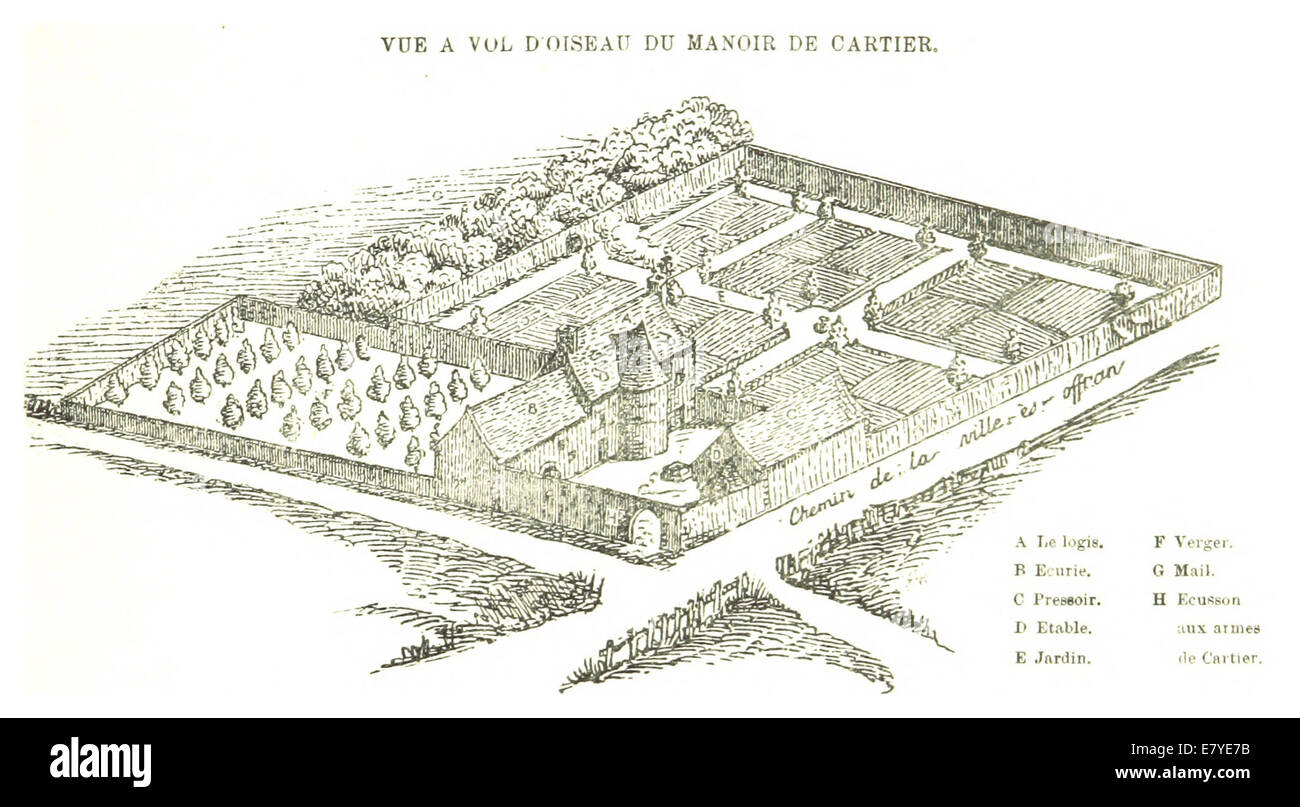 This 1882 illustration by Sulte shows an aerial view of the Manoir de ...