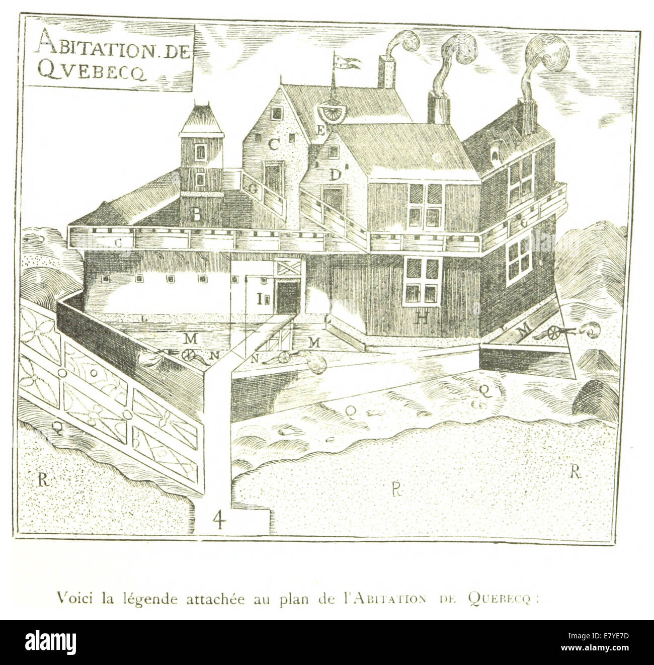 An 1882 illustration by Sulte depicting Fort Quebec, a historic ...