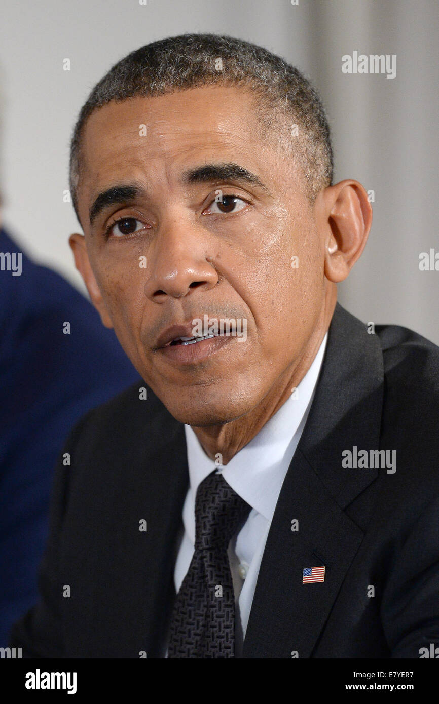 New York, USA. 25th Sep, 2014. US President Barack Obama during a ...