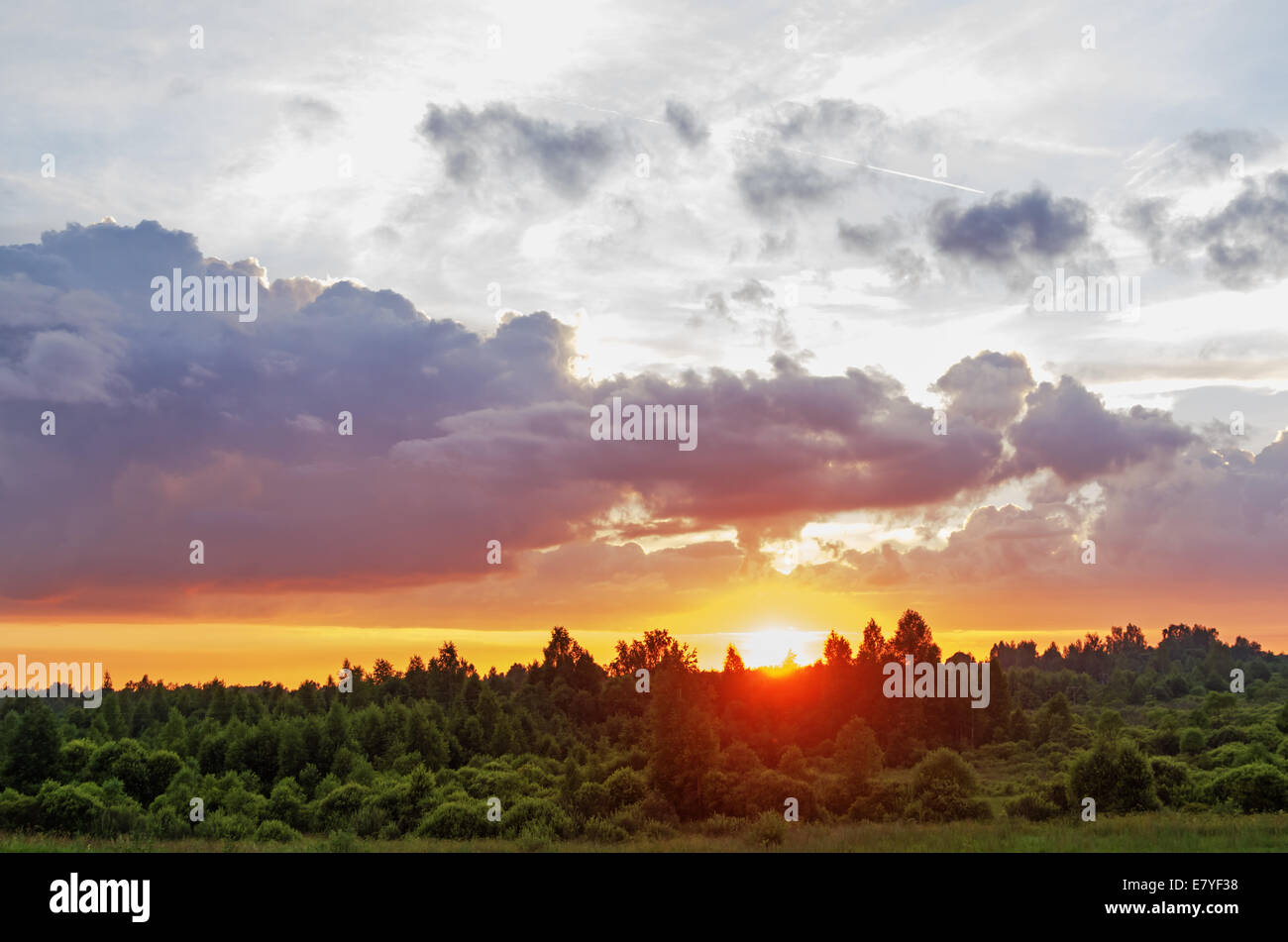 Red cloudy sunset Stock Photo - Alamy