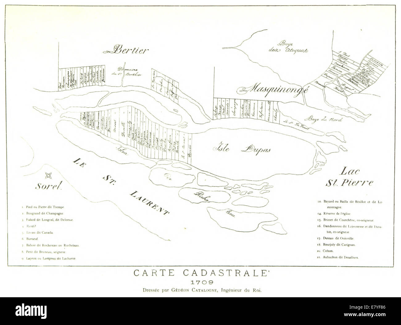 This 1884 map by Sulte depicts Lac St. Pierre, showcasing the cadastral ...