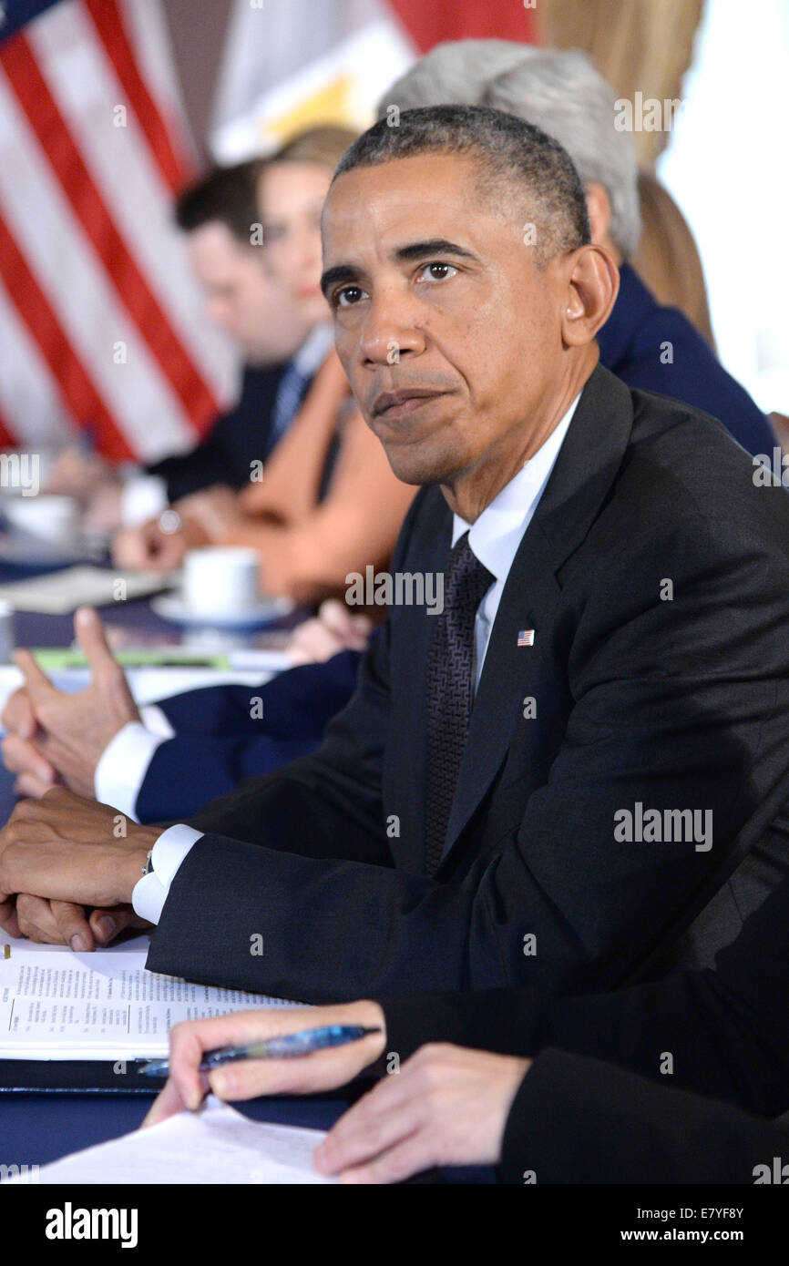 New York, NY, USA. 25th Sep, 2014. US President Barack Obama attends a ...