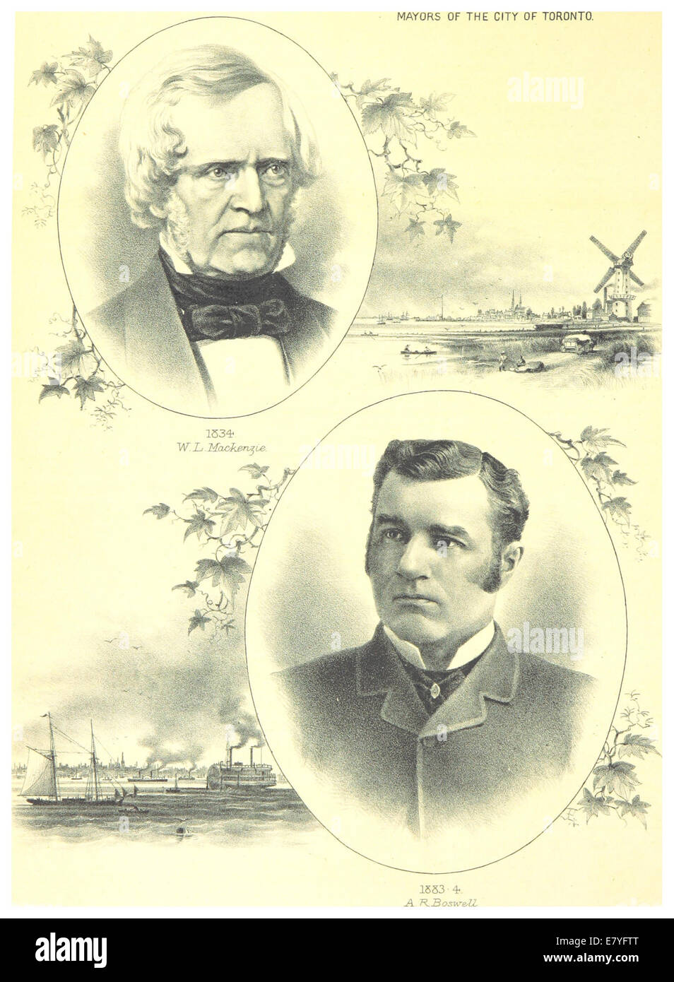This 1884 illustration from Toronto depicts the city's mayors, likely ...