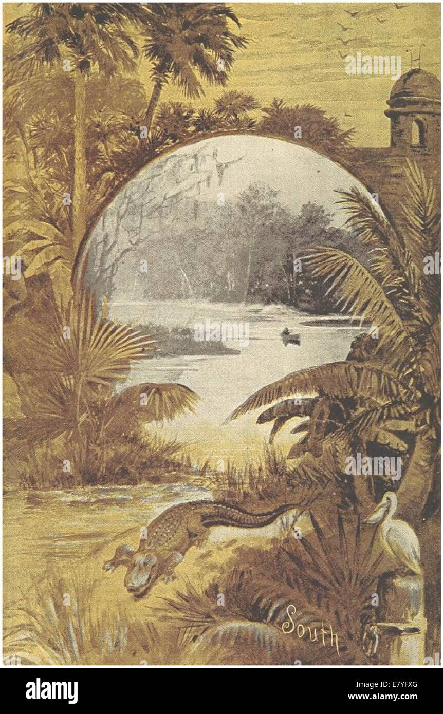 An 1891 illustration representing the 'Allegory of The South,' likely ...