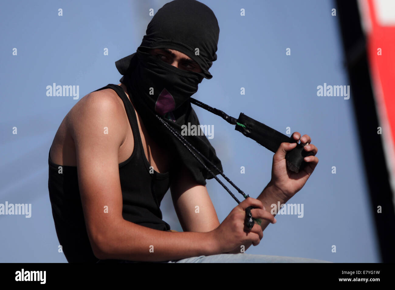 Silwad, West Bank, Palestinian Territory. 26th. A masked Palestinian ...