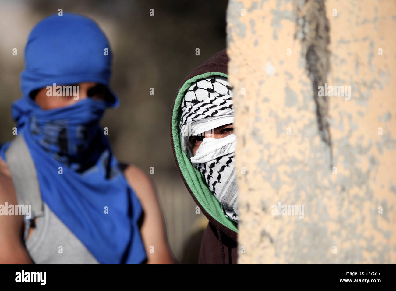 Silwad, West Bank, Palestinian Territory. 26th. Masked Palestinian ...