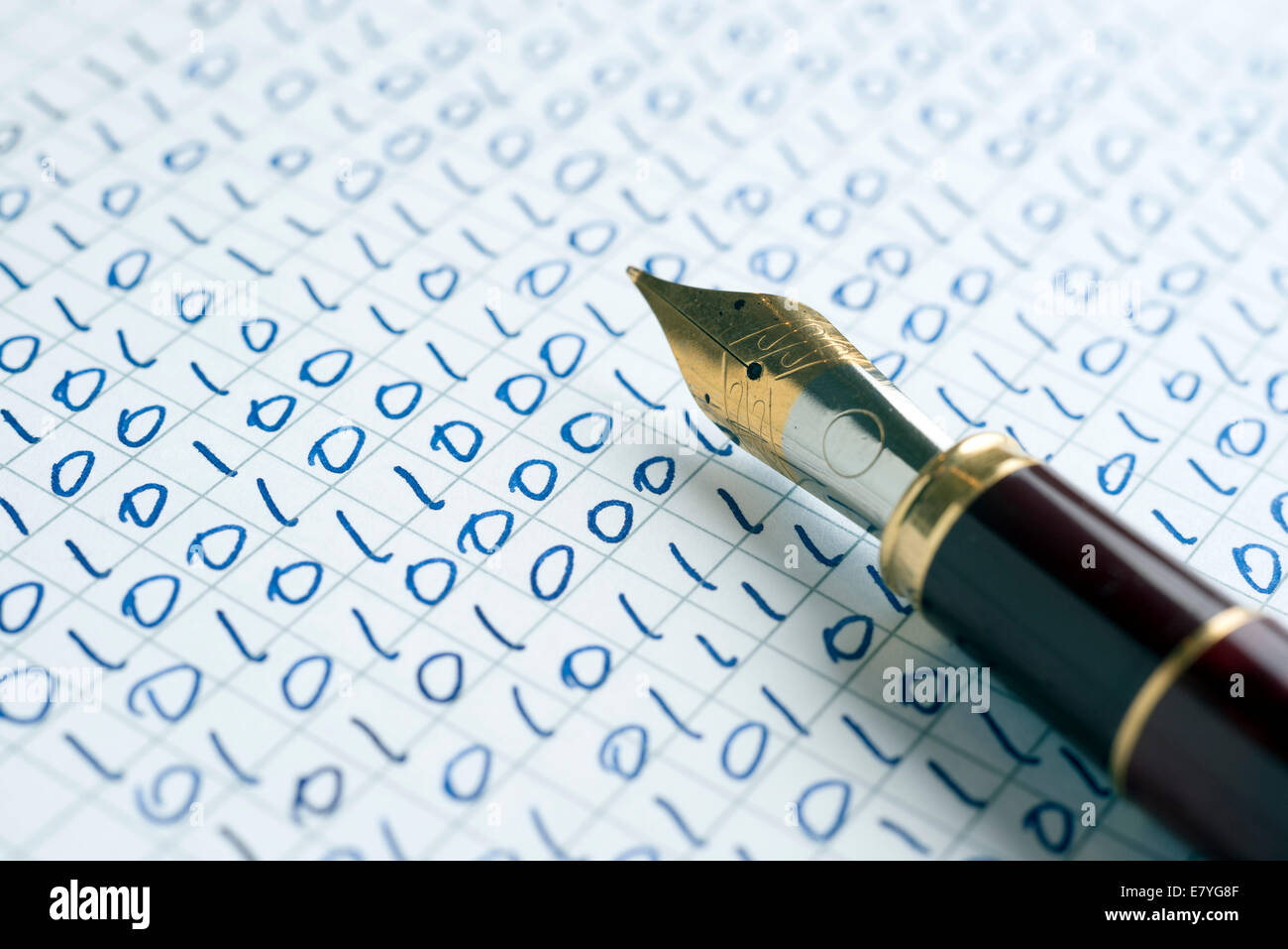Binary code written with a fountain pen Stock Photo - Alamy