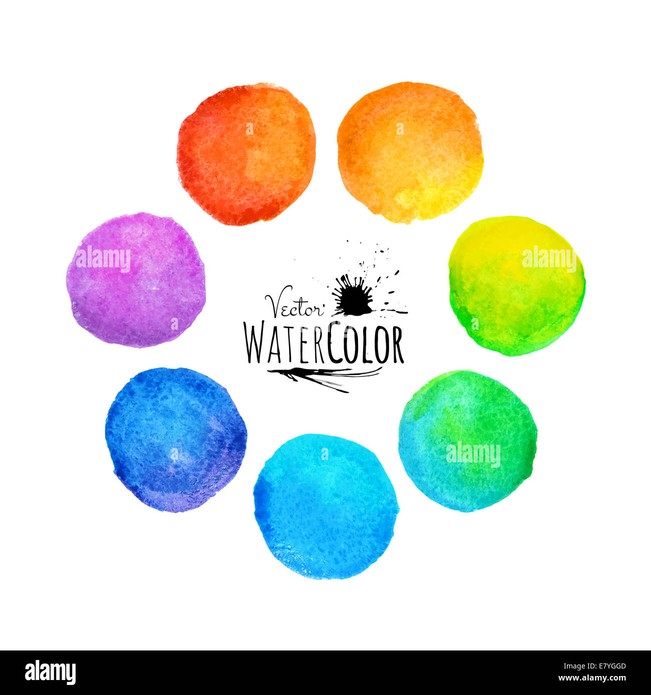 Colorful set vector isolated watercolor paint circles Stock Photo - Alamy