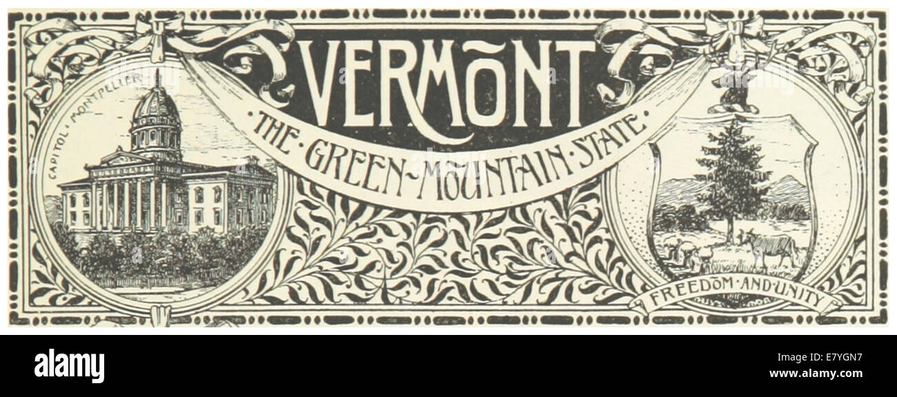 An 1891 illustration from *US-VT*, depicting Vermont’s iconic Green ...