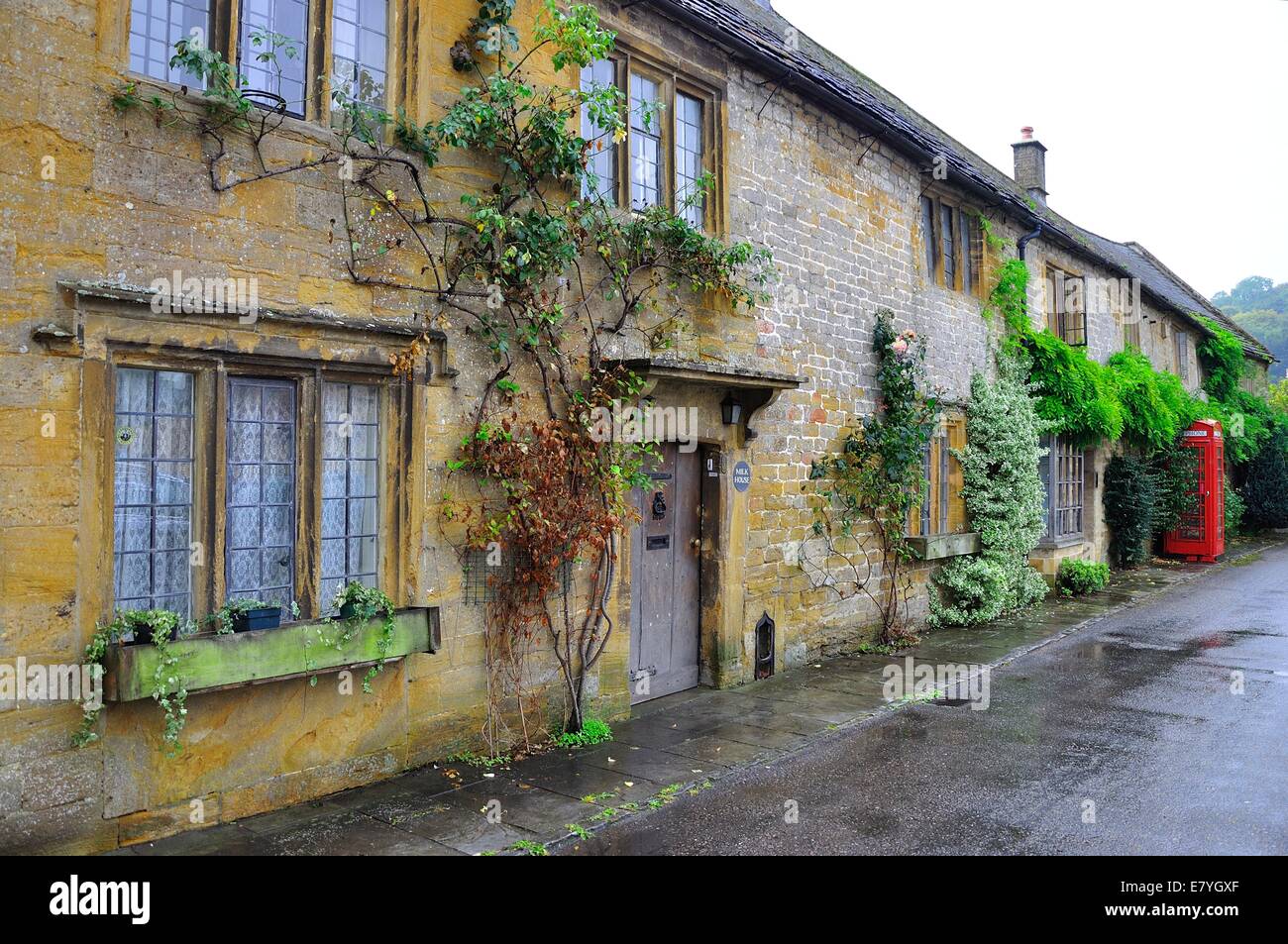 Hamstone cottages in the village of Montacute, near Yeovil, Somerset ...