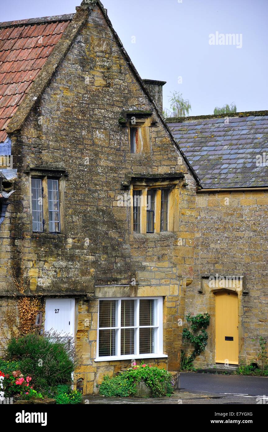 Hamstone cottages in the village of Montacute, near Yeovil, Somerset ...