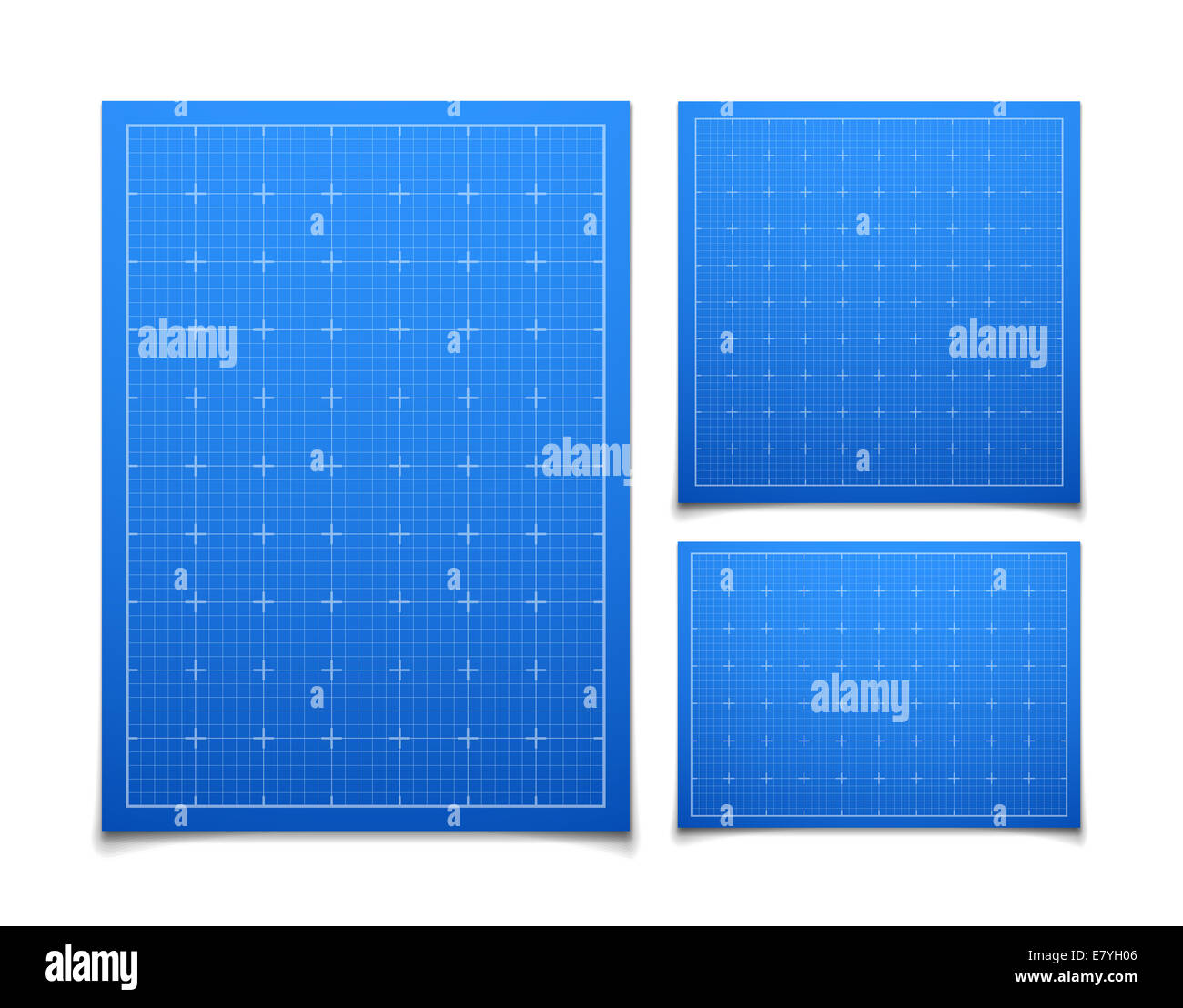 Blue isolated square grid set with shadow Stock Photo - Alamy