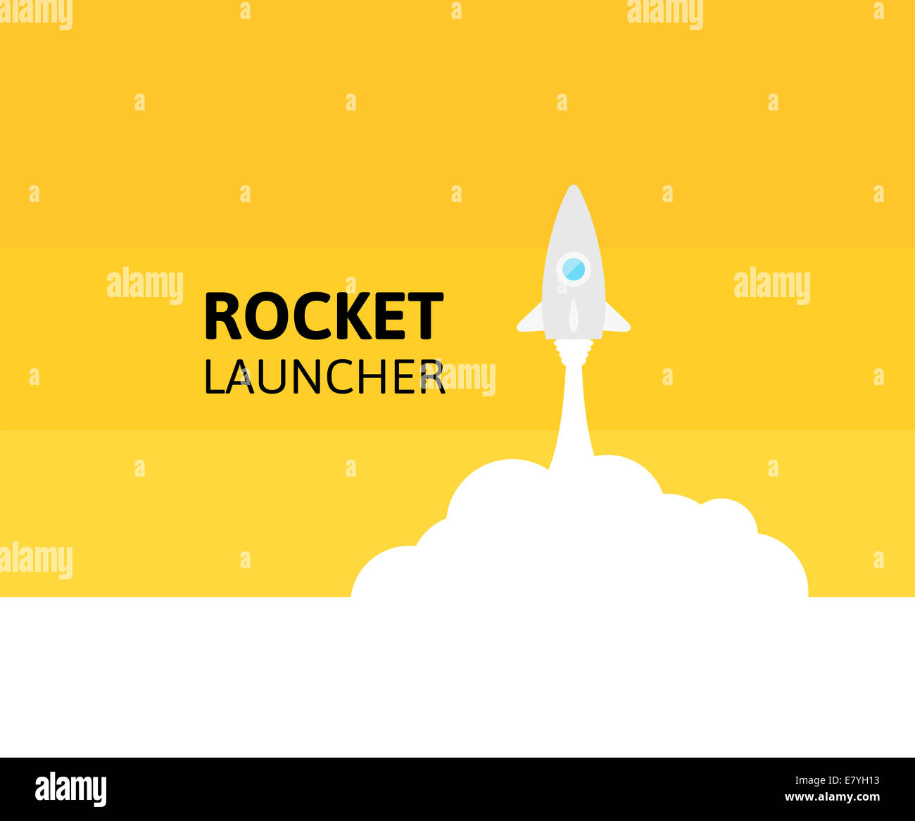 Yellow rocket and white cloud, icon in flat style, vector illustration ...